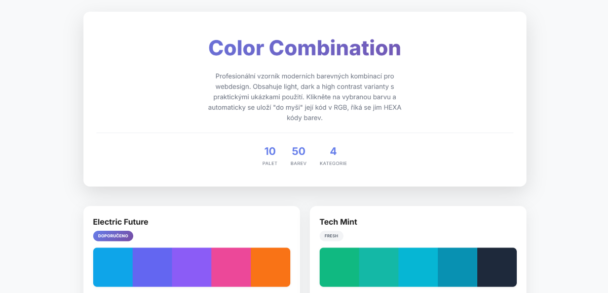 Color Combination | Vzorník moderních barevných kombinací pro webdesign